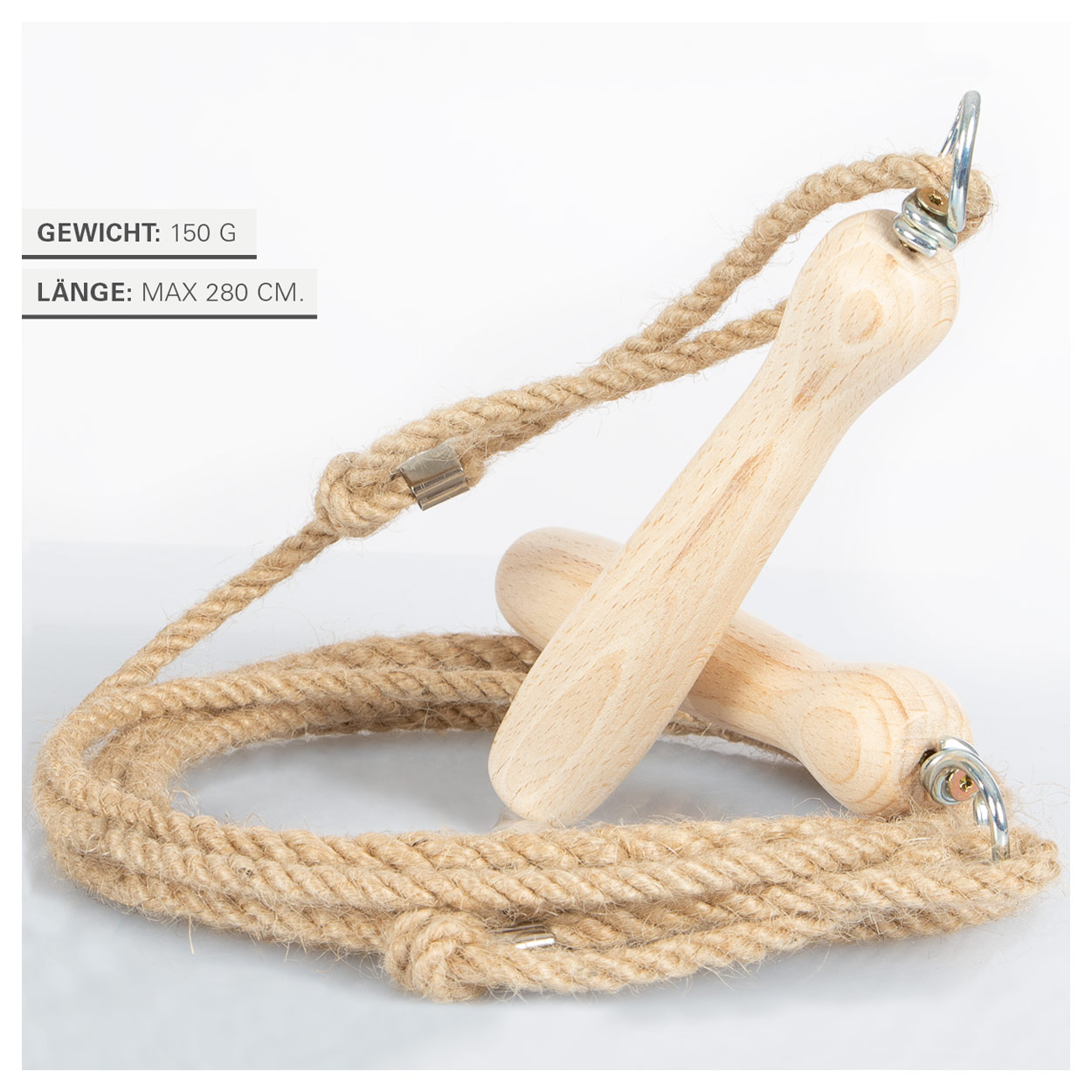 Skipping rope made of hemp with wooden handle 280 cm buy online | Sport-Tec