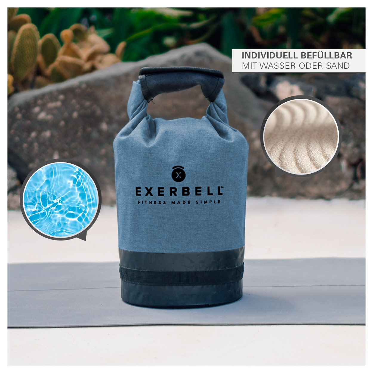 Exerbell foldable kettlebell, fillable up to 14 kg buy online | Sport-Tec