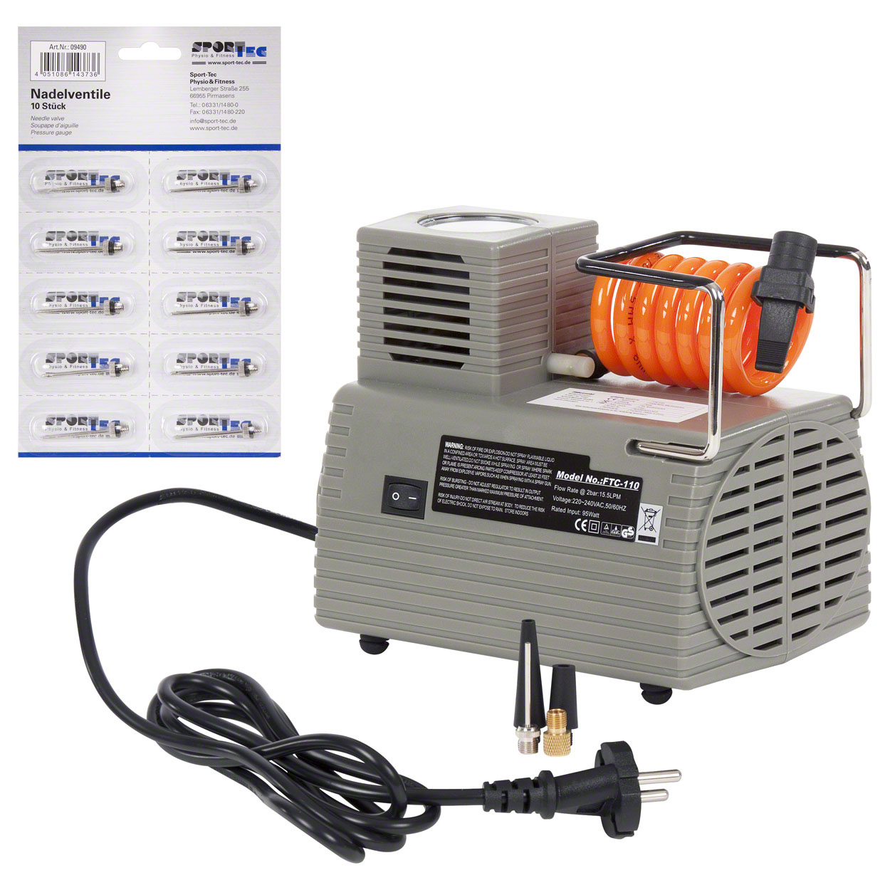 Ball compressor PM250, 220 V, 4 bar, incl. needle valve set, 10 pcs ...