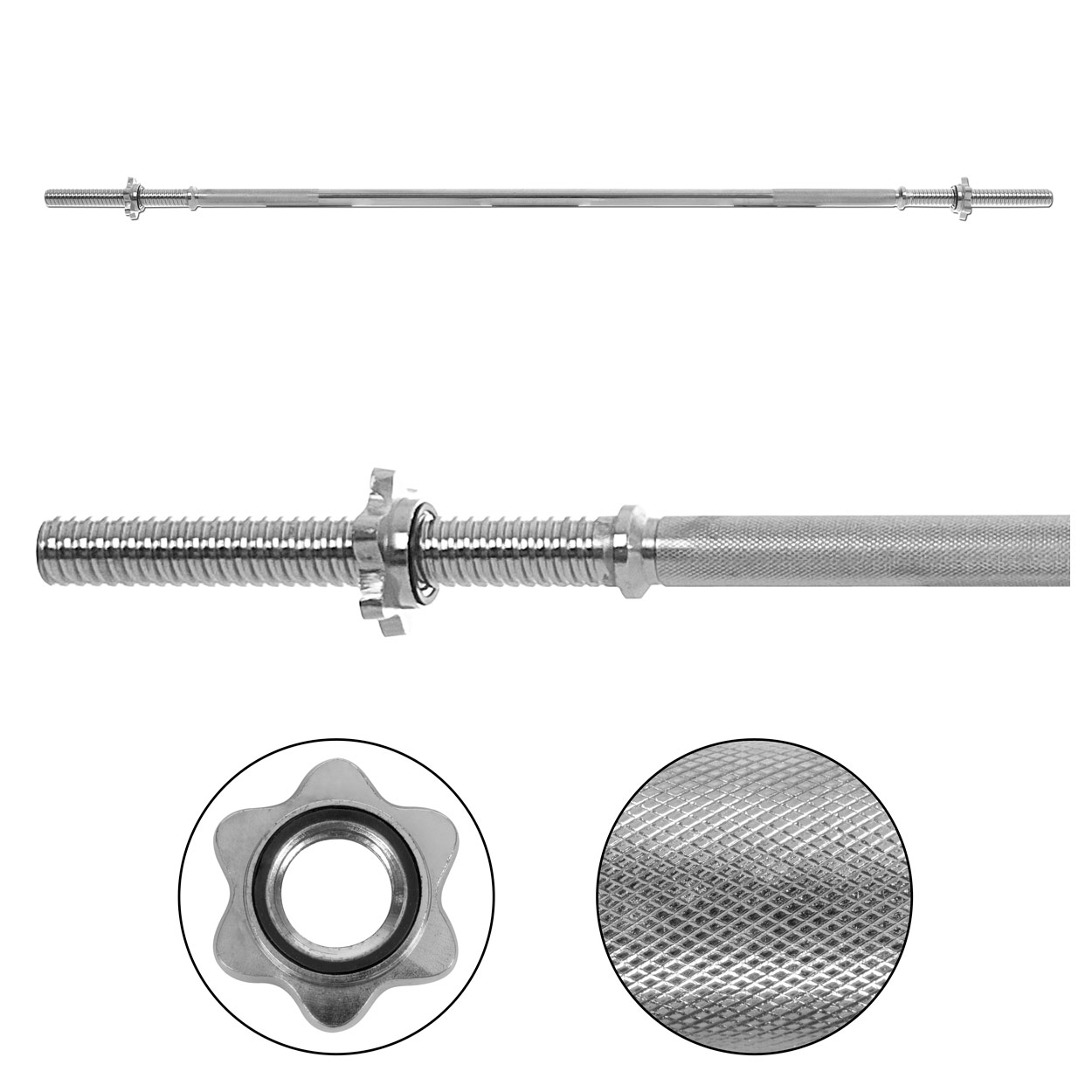 Barbell bar with star collars, Ø 3 cm x 160 cm