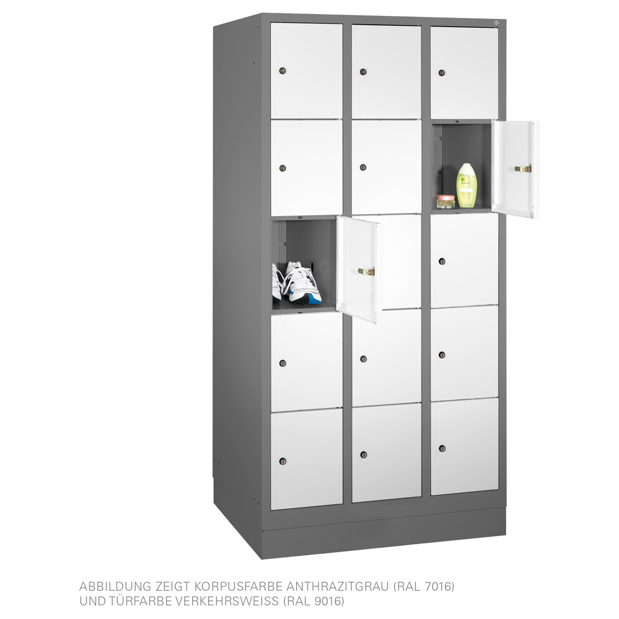 Box locker with 15 compartments, HxWxD 185x90x50 cm - buy online ...