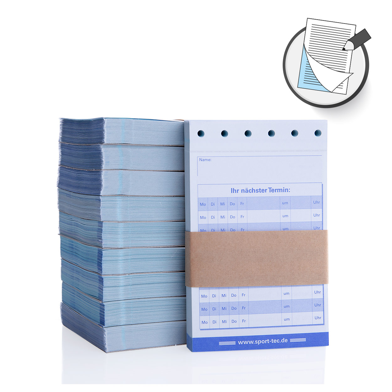Copy of appointment slip, 10 blocks of 75 sets (1500 sheets), DIN A7 ...