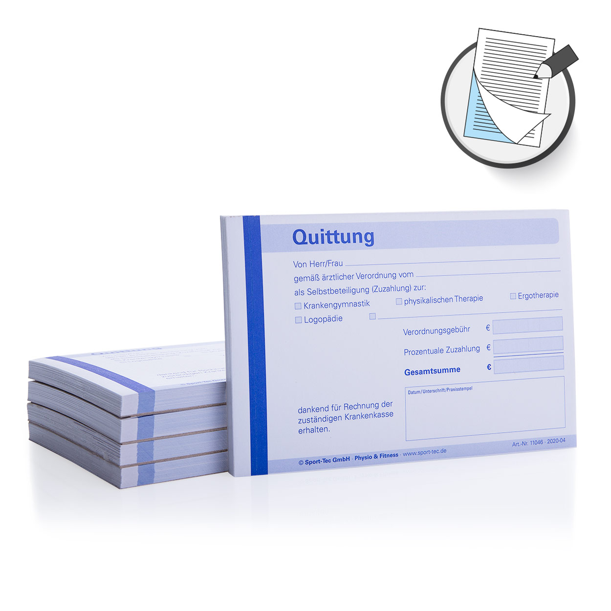 Copy of receipt book, 5 blocks of 50 sentences, DIN A6 landscape