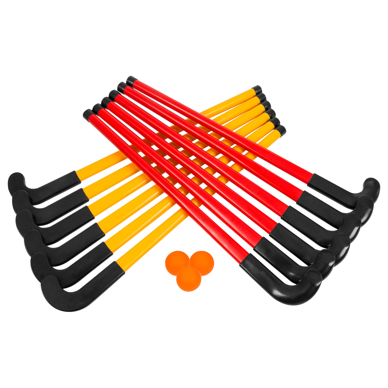 Hockey Set 15 pcs.: 6 x rackets red, 6 x racket yellow, 3 x balls - buy ...