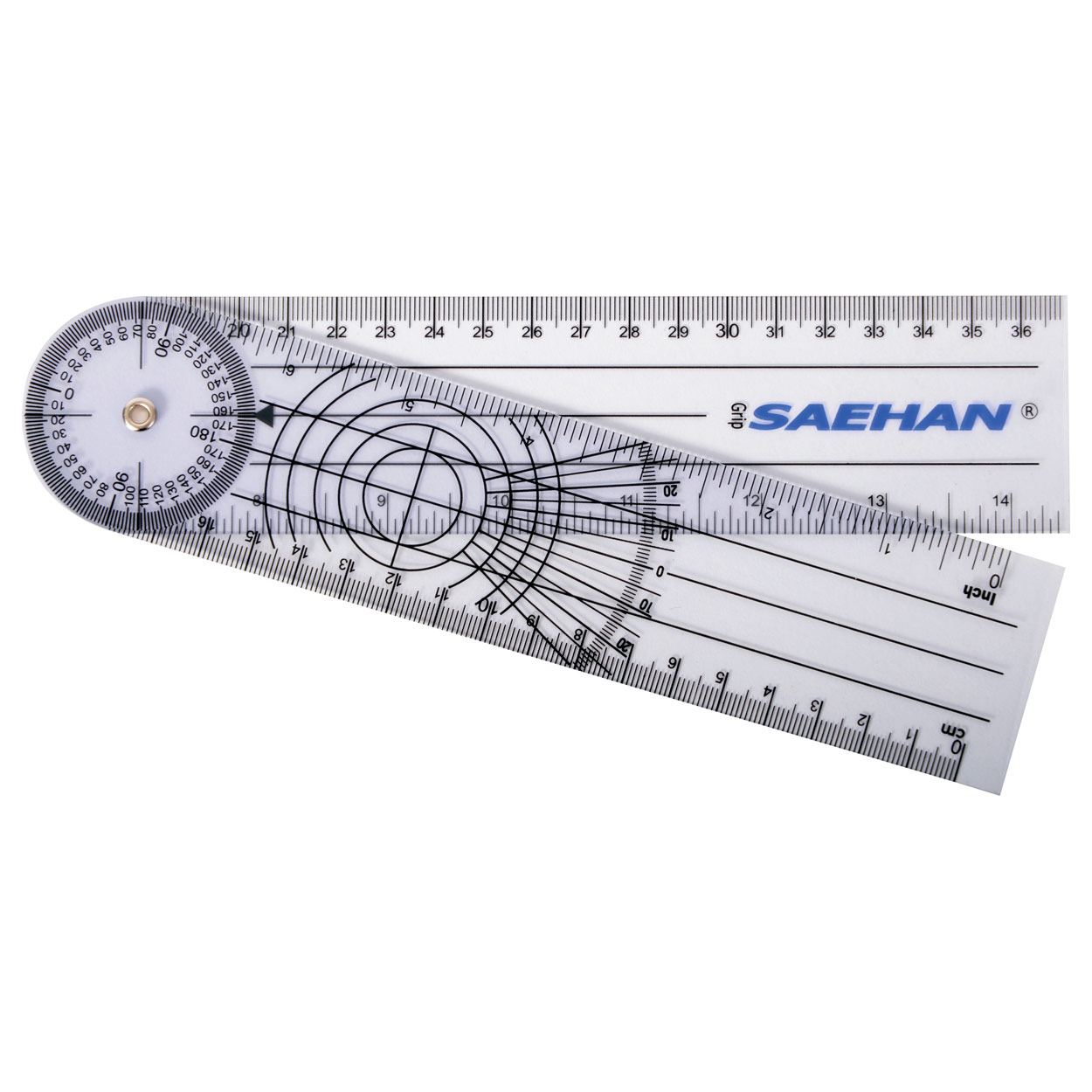 Protractor, leg length 18 cm, transparent - buy online | Sport-Tec
