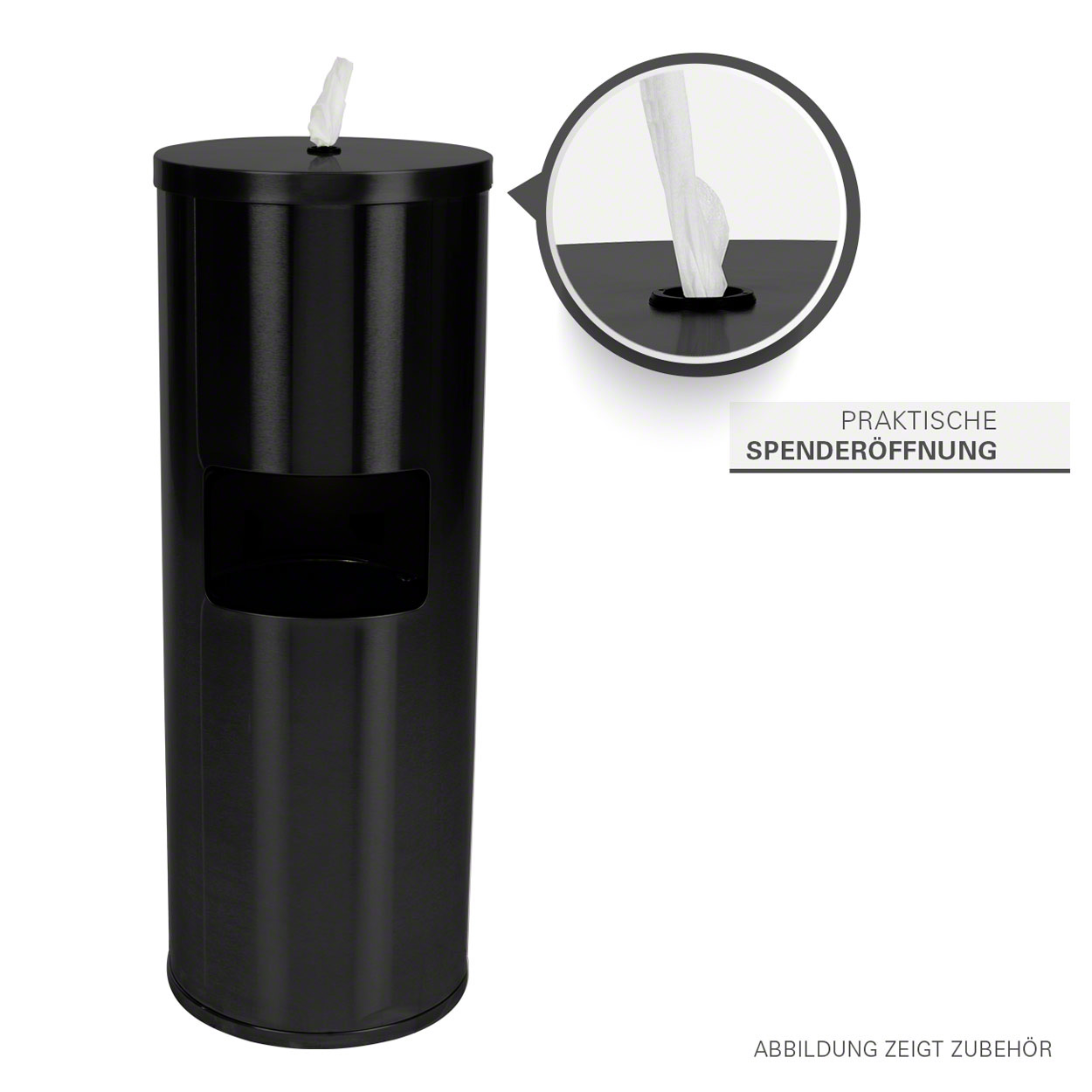 Sport-Tec disinfectant wipe dispenser, black stainless steel, incl. waste garbage can - buy ...