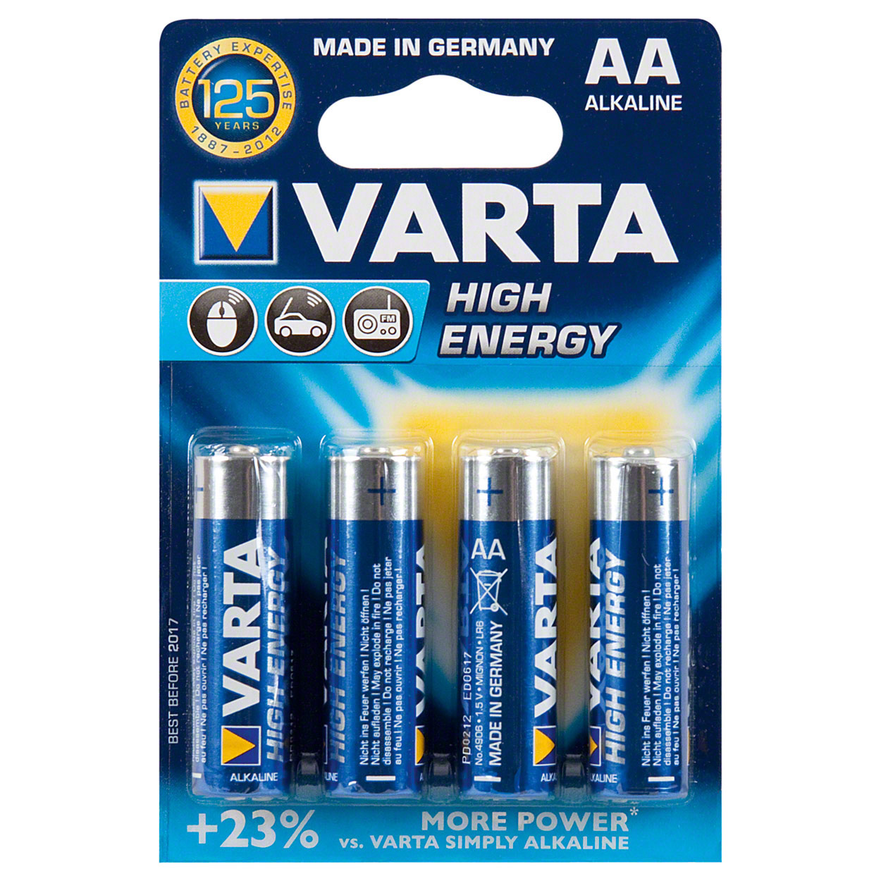 VARTA Mignon High Energy batteries, 1.5 V AA, 4 pieces