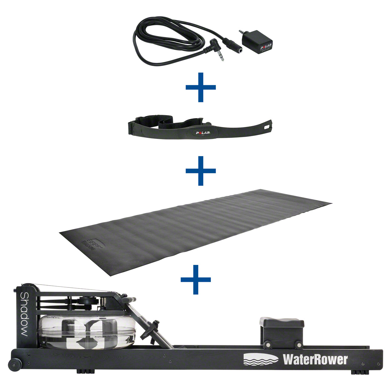 WaterRower rowing machine Shadow, incl. S4 Monitor, heart rate receiver ...
