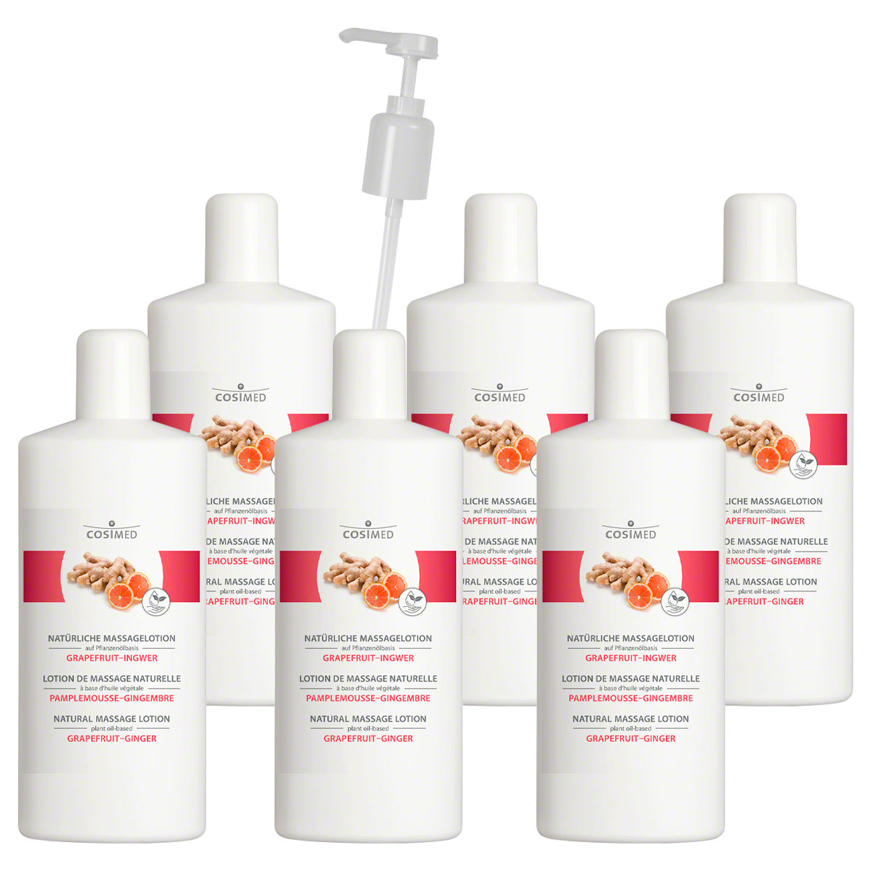 cosiMed massage-set 6 x natural massage lotion grapefruit-ginger 1 l ...